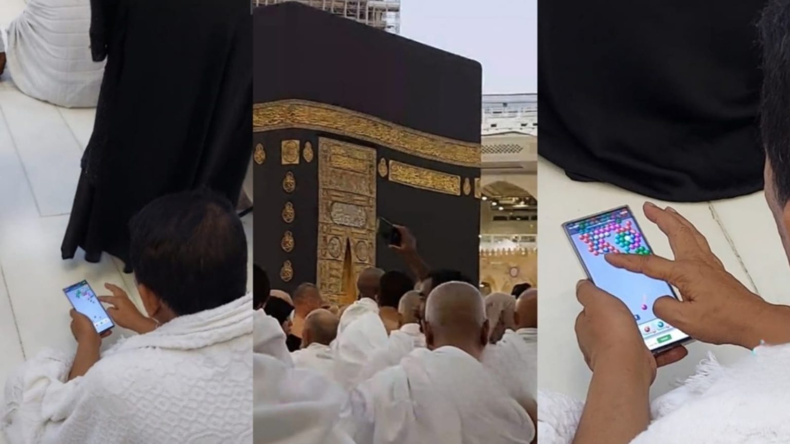 Man Playing Game in Kaaba , get Strong Public Reactions